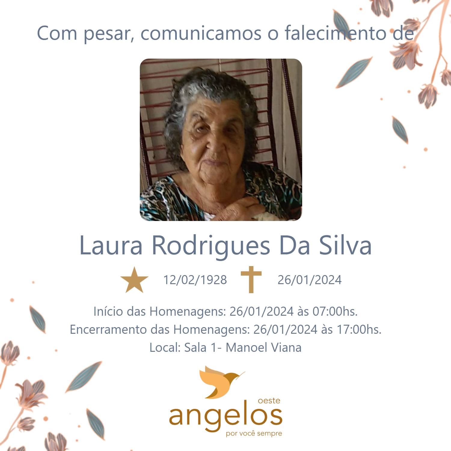 Obituário: Laura Rodrigues da Silva - 95 anos - 26/01/2024