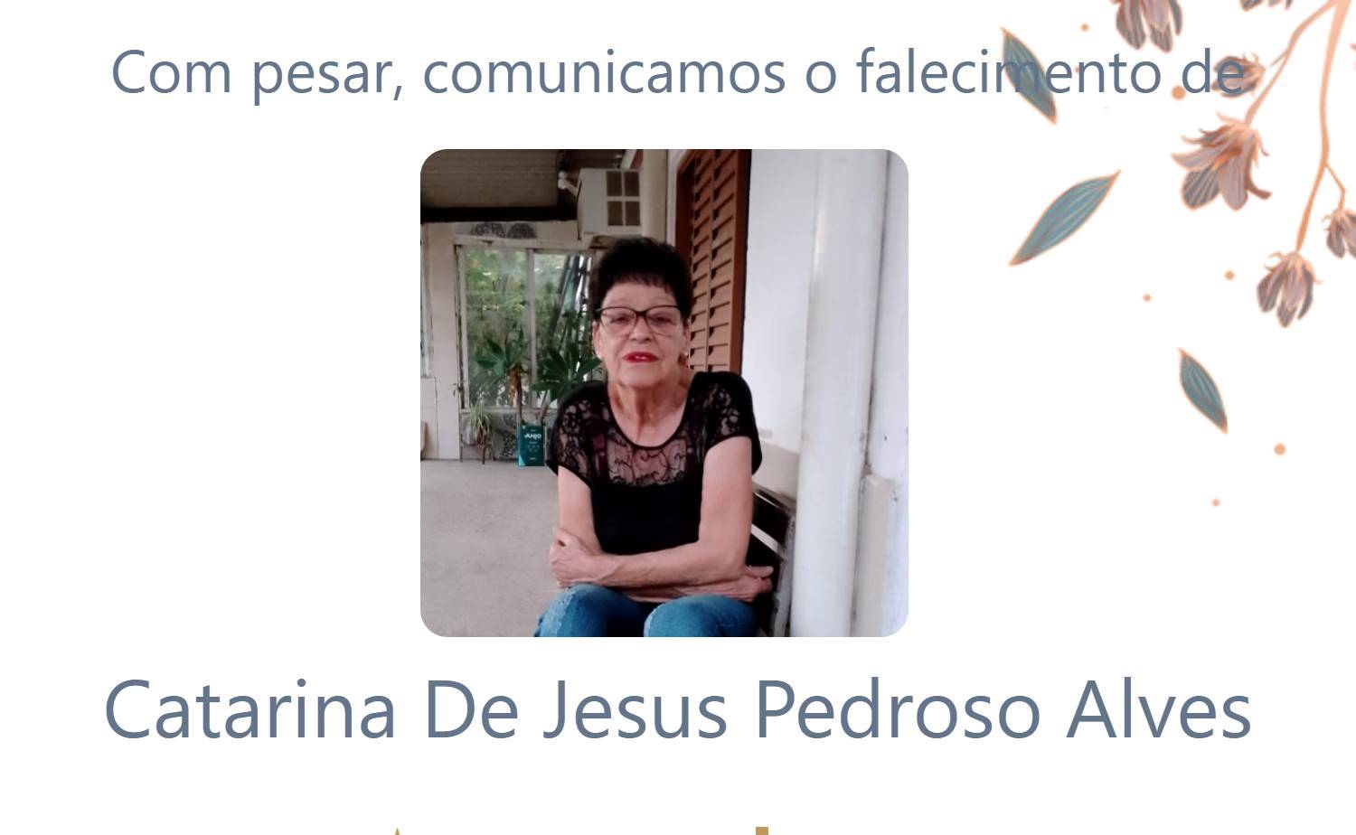 Obituário: Catarina de Jesus Pedroso Alves - 66 anos - 19/04/2024