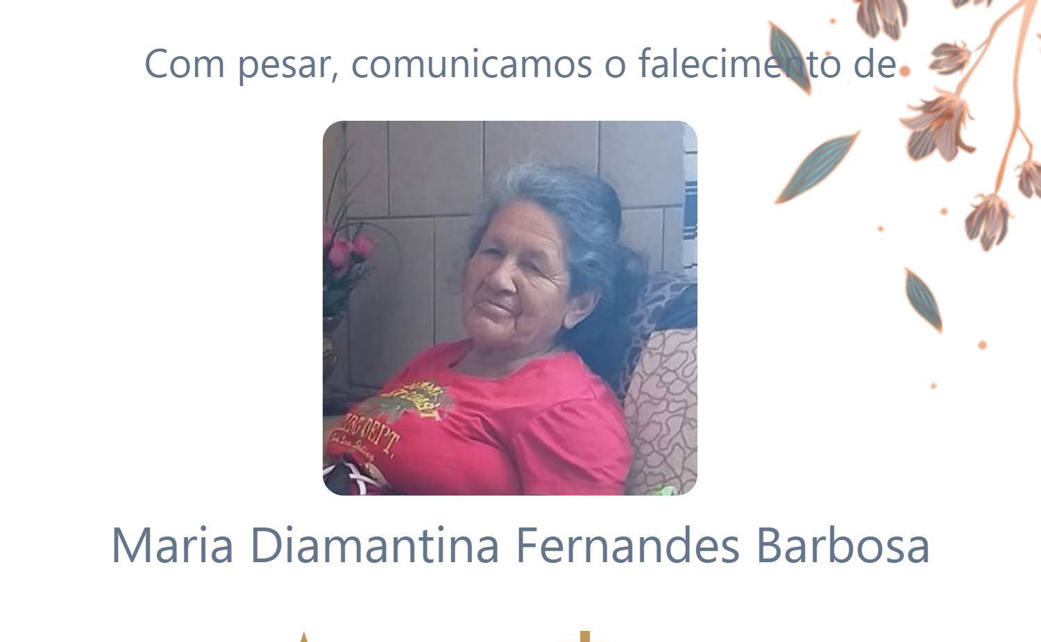 Obituário: Maria Diamantina Fernandes Barbosa - 74 anos - 15/03/2024