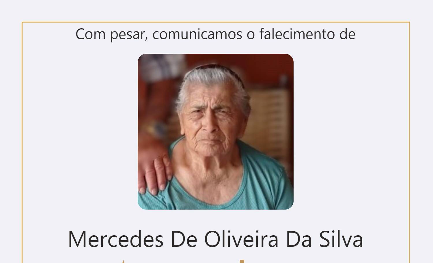 Obituário: Mercedes de Oliveira da Silva - 93 anos - 26/07/2024