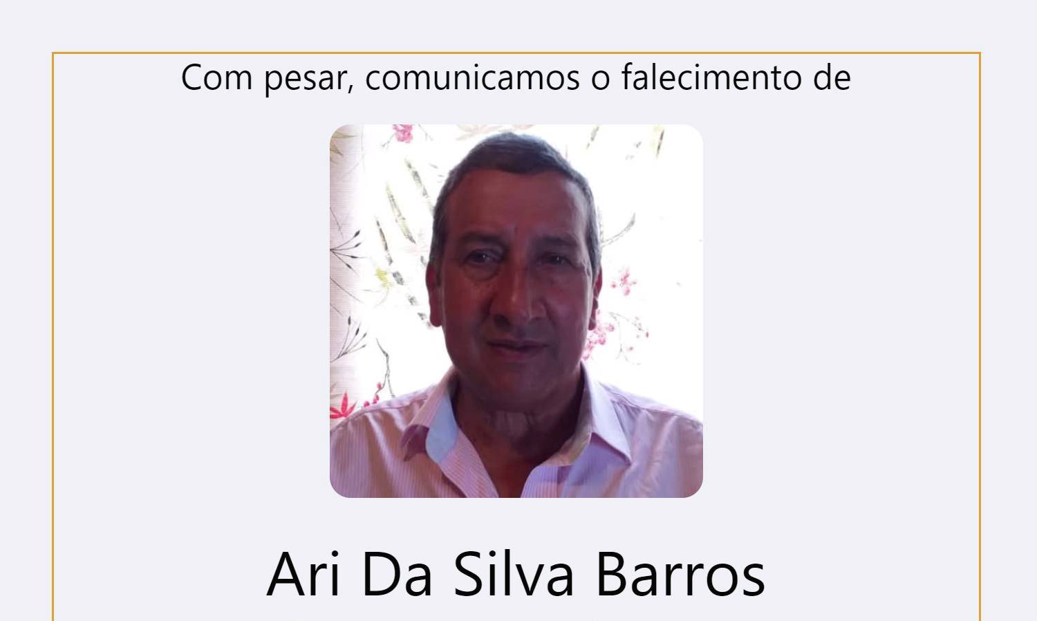 Obituário: Ari da Silva Barros - 69 anos - 09/10/2024