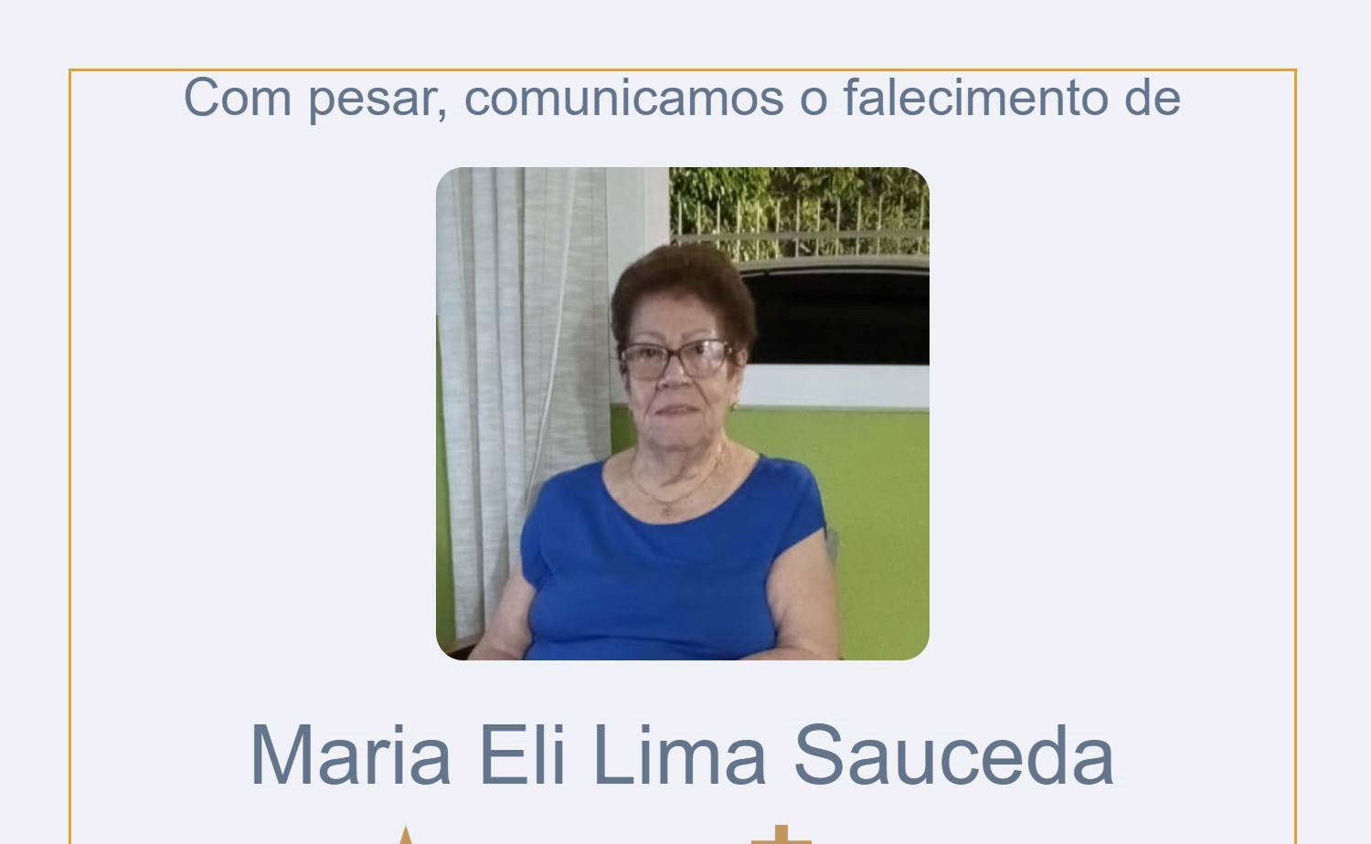 Obituário: Maria Eli Lima Sauceda - 89 anos - 11/12/2024