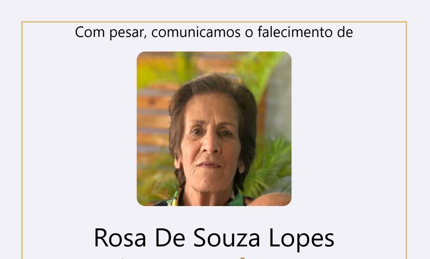 Obituário: Rosa de Souza Lopes - 88 anos - 18/04/2025