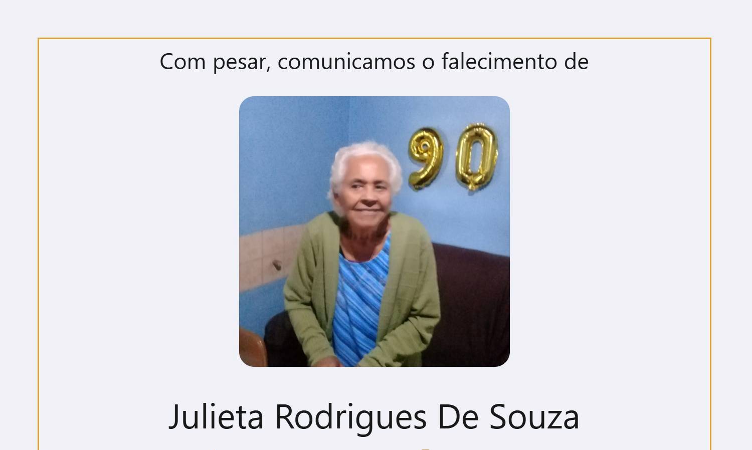 Obituário: Julieta Rodrigues de Souza - 92 anos - 21/05/2025