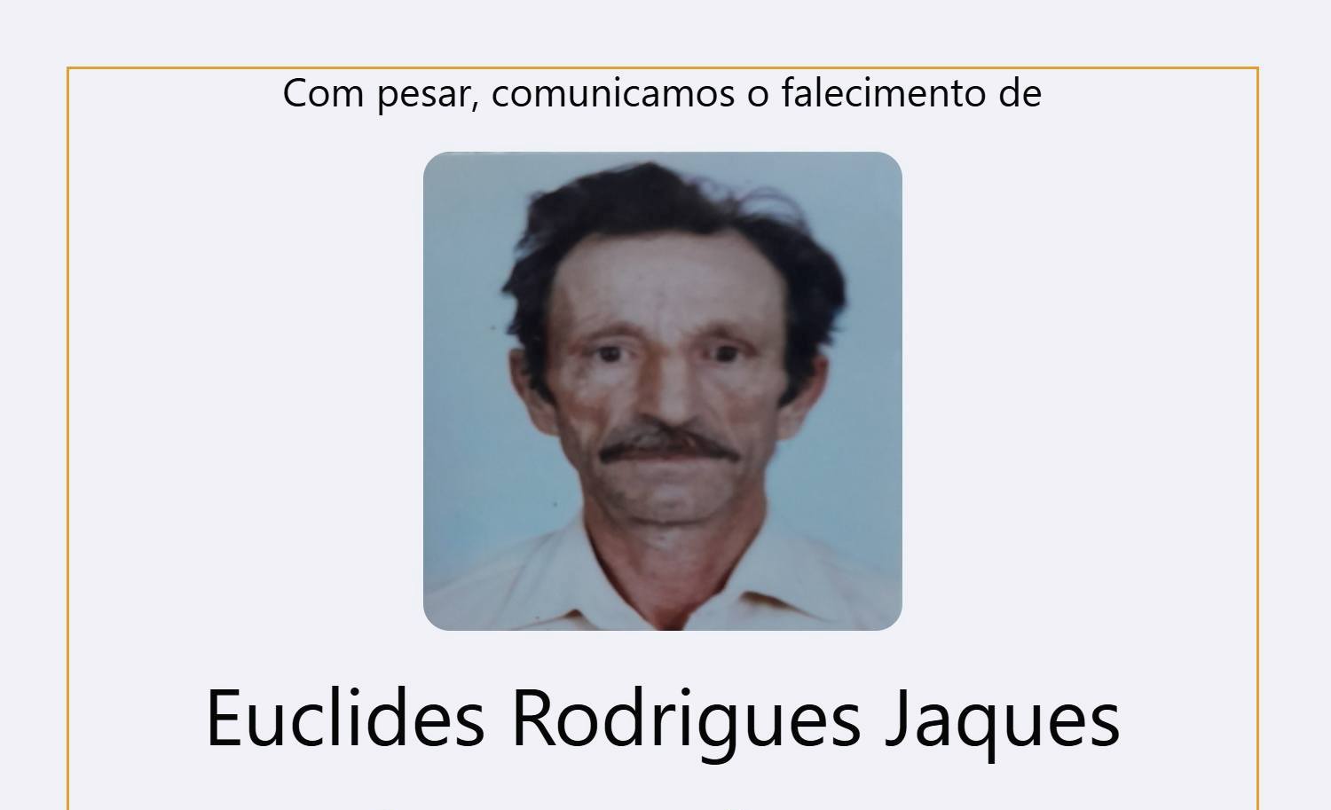 Obituário: Euclides Rodrigues Jaques - 82 anos - 29/06/2024