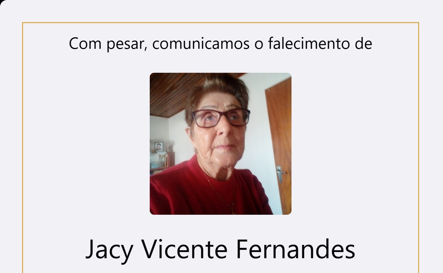 Obituário: Jacy Vicente Fernandes - 89 anos - 09/01/2026
